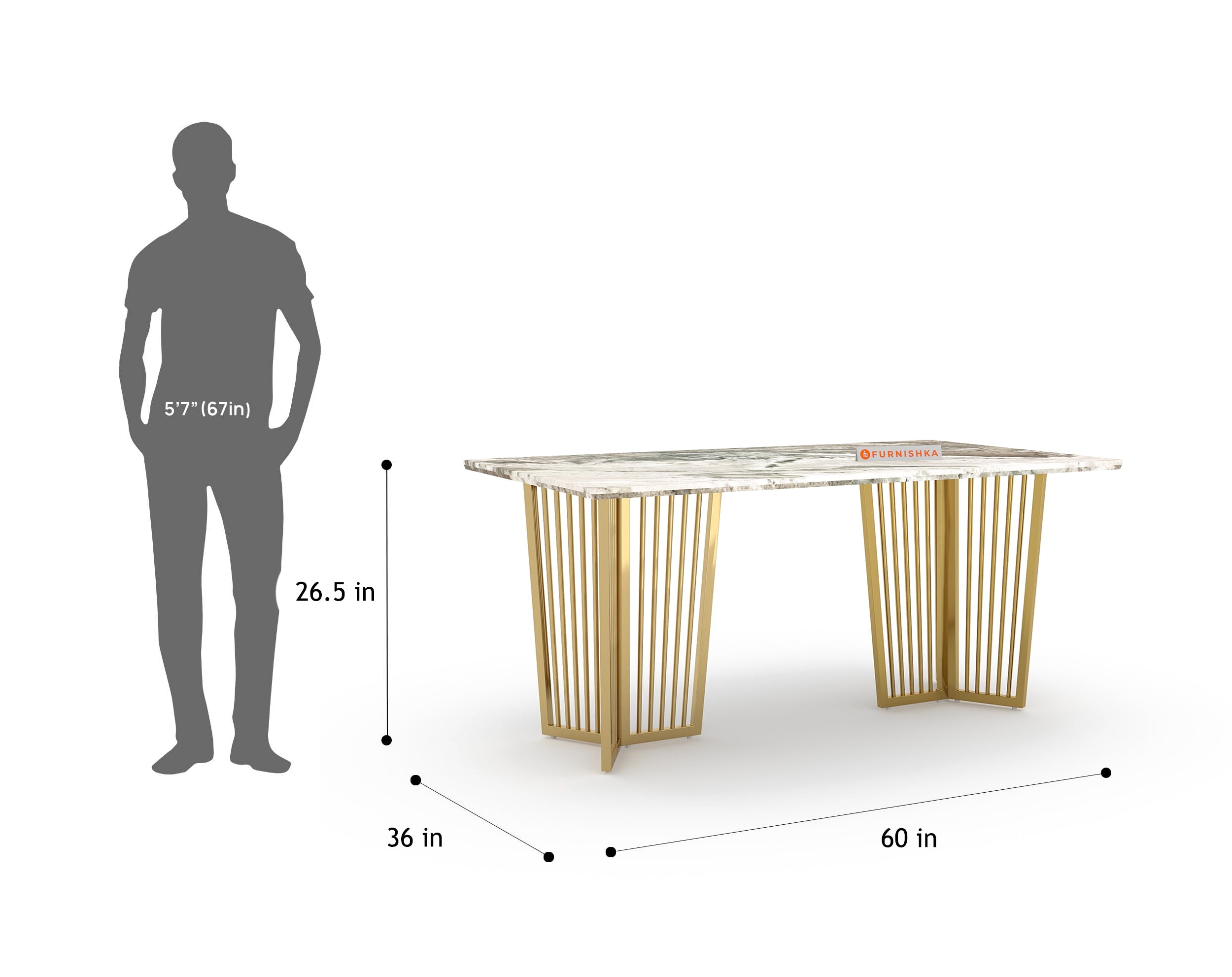Barolo Dining Table with Green Choco Marble Top - 4 Seater – furnishkastore
