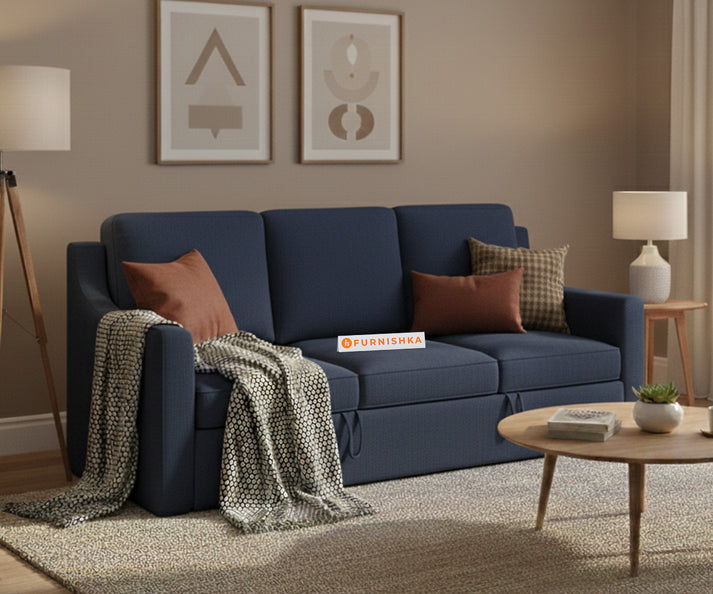 Arrasso Sofa 3 Seater Sofa Cum Bed - Pull out Type - Persian Blue ...